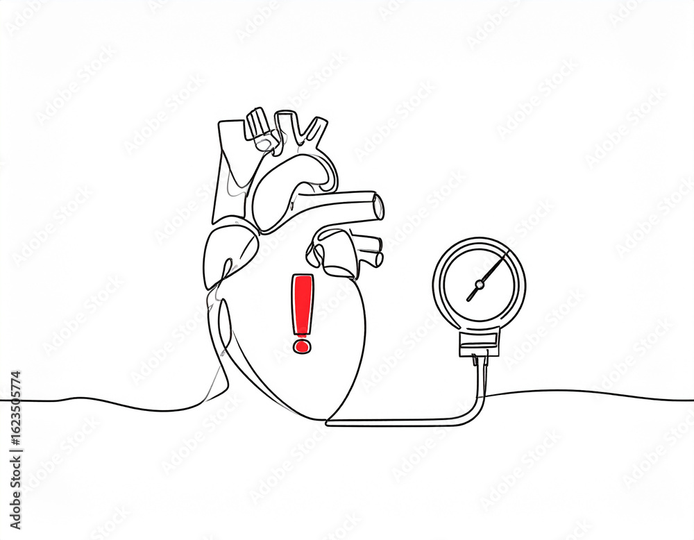Heart Health Warning: Continuous Line Art with Blood Pressure Monitor ...