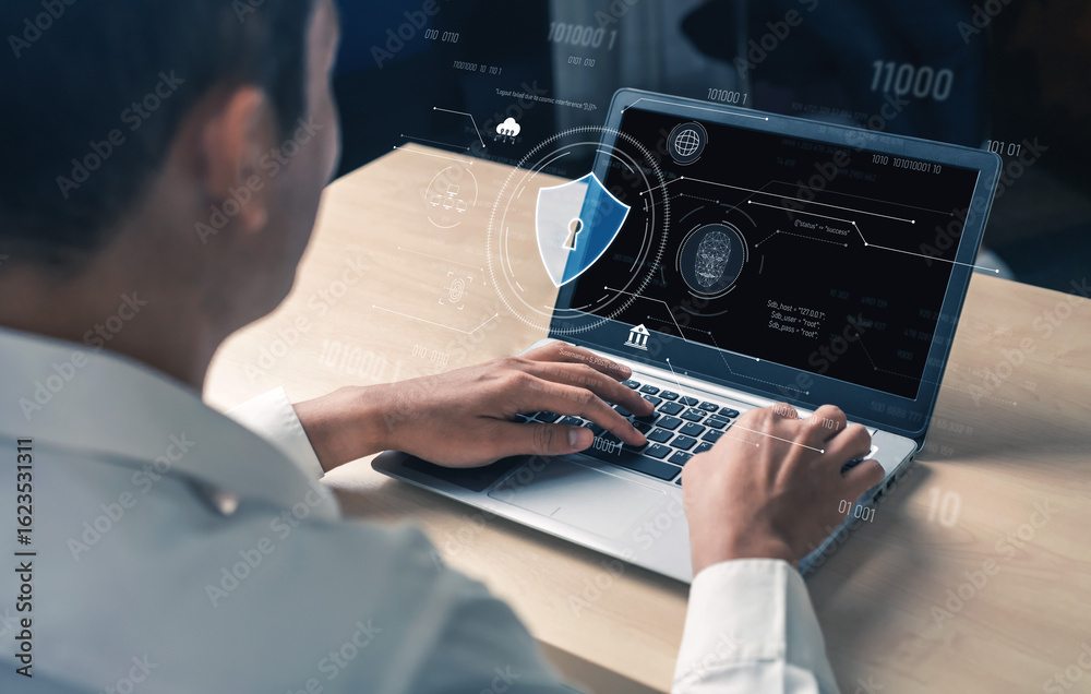 Cyber security interface with biometric and AI-powered protection ...
