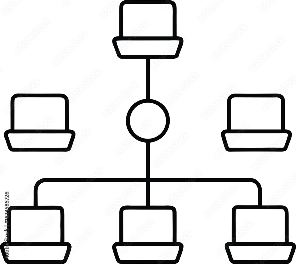 Simple organization chart with connected boxes and circle Stock Vector ...