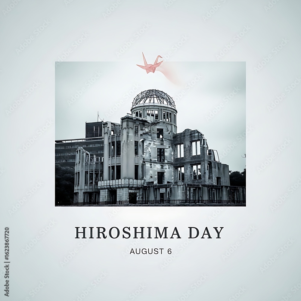 Somber Remembrance Hiroshima Day Atomic Bomb Aftermath Symbolic Crane ...