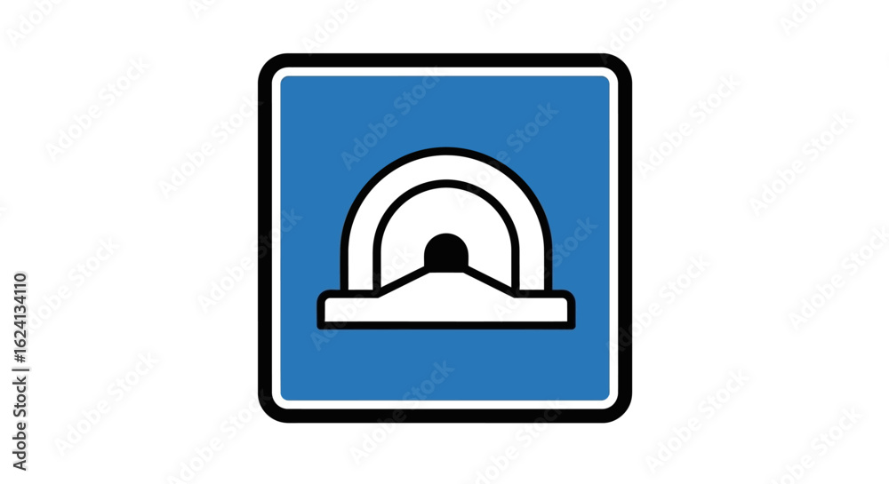 Tunnel ahead informational road sign icon. Blue square traffic symbol ...