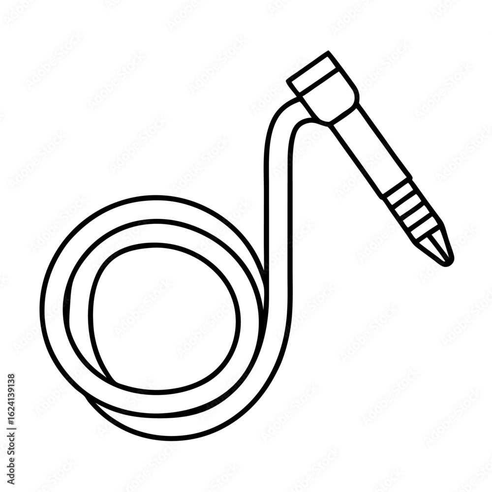 Illustrative graphic of a flexible drain snake tool with a coiled end ...