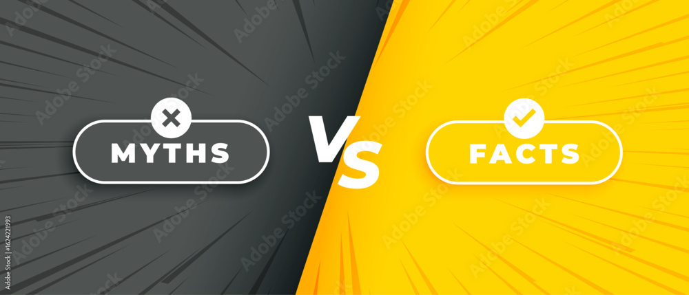 myths versus facts competition concept in comic style Stock Vector ...