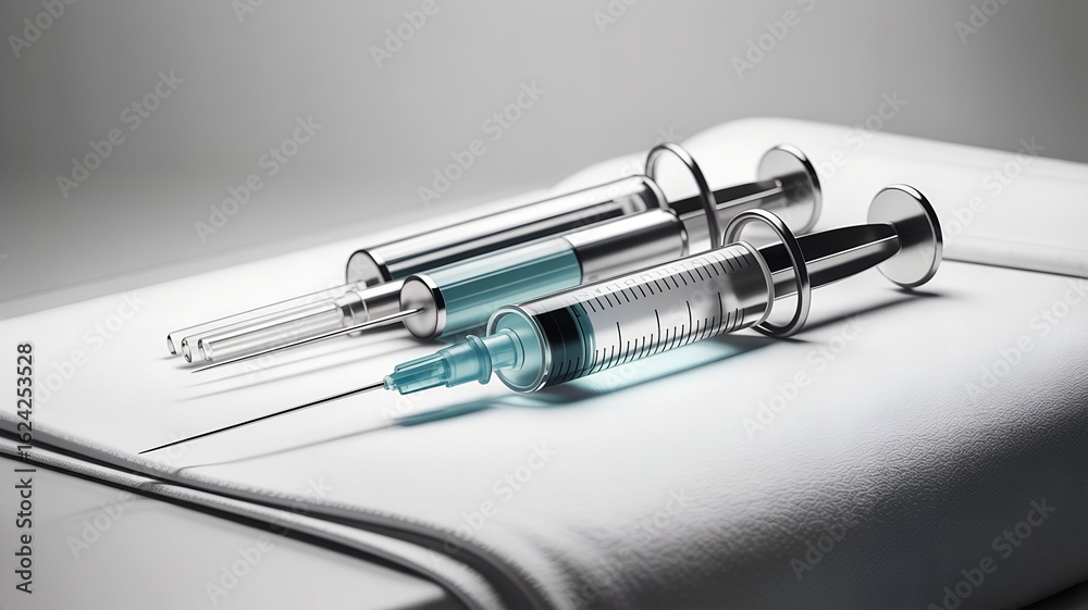 realistic medical syringes, sterile syringe photo, clinical injection ...