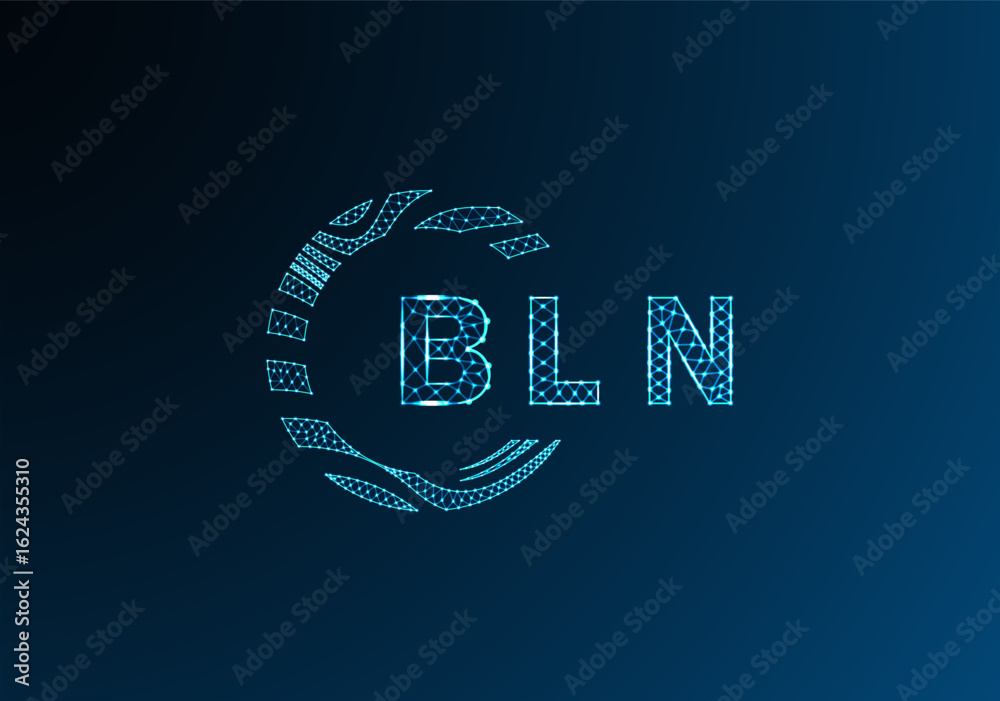 BLN low poly letter logo vector design. BLN lower poly logo design. BLN ...