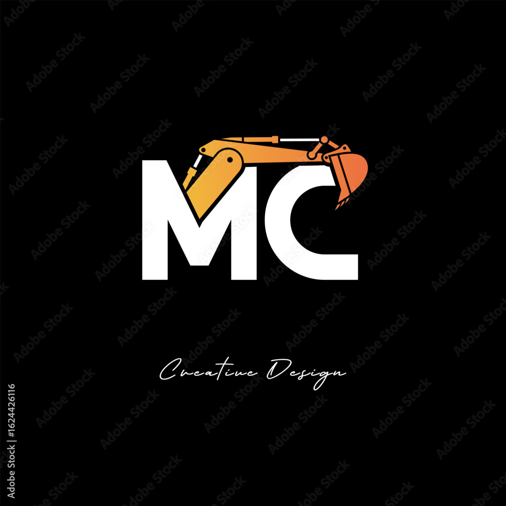 Vetor MC Excavator Arm Construction Logo - Bold Industrial Letter mark ...