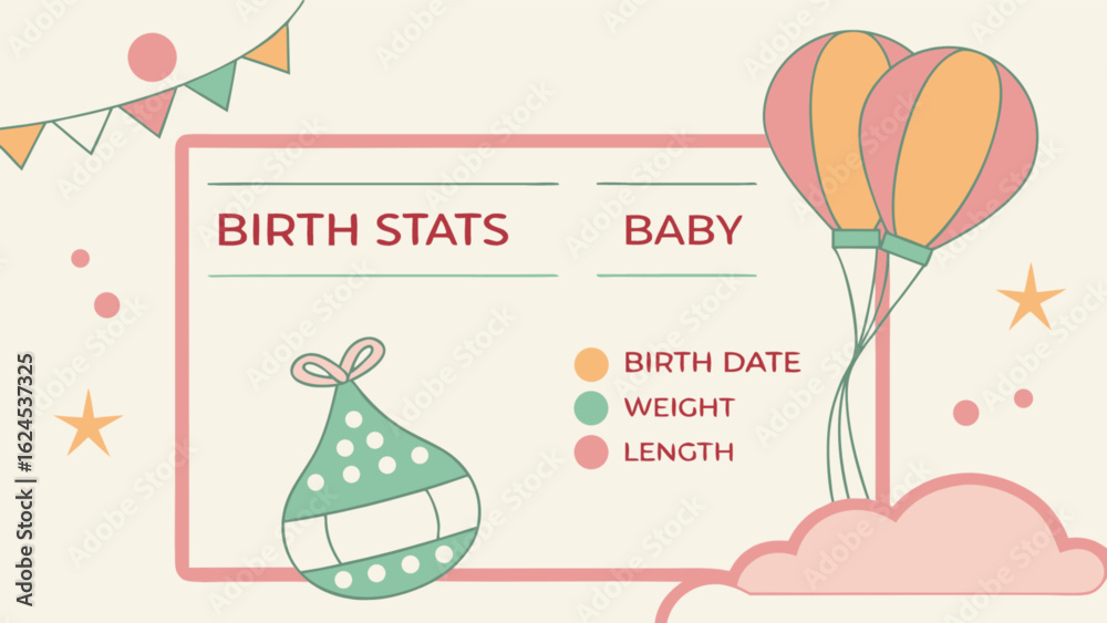 Baby birth stats template design for new born baby details and ...