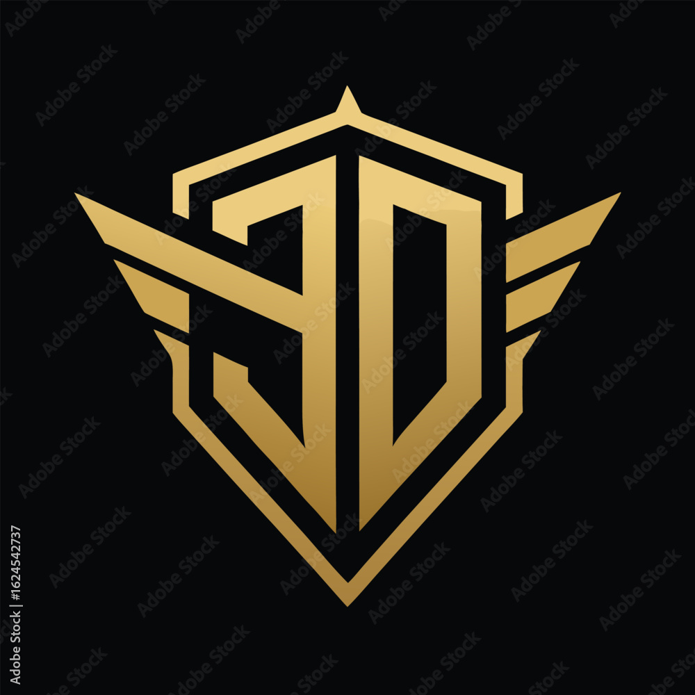 Minimalist Gold Initial Crest on Black for Premium Vector Branding ...