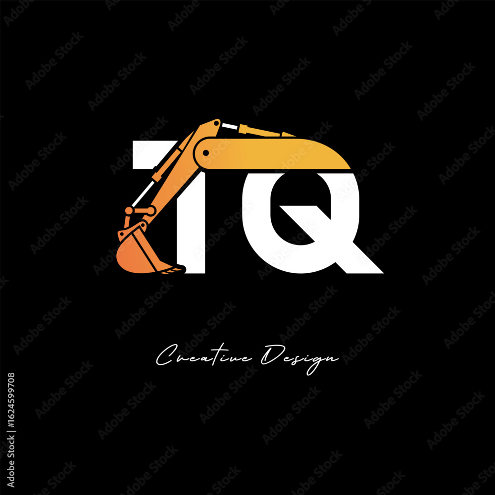 TQ Excavator Arm Construction Logo - Bold Industrial Letter mark Design ...