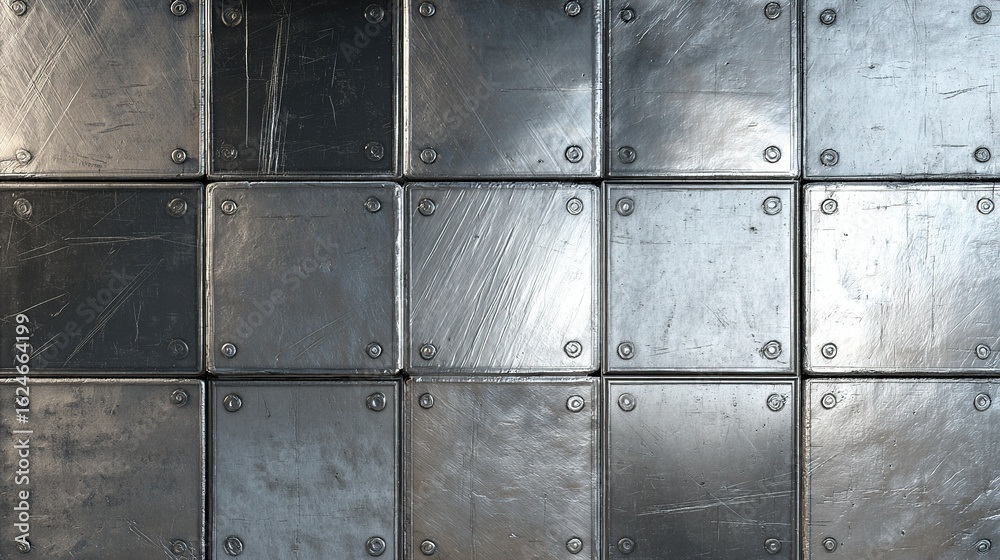 Seamless sci-fi metal panel PBR texture with brushed aluminum surface ...