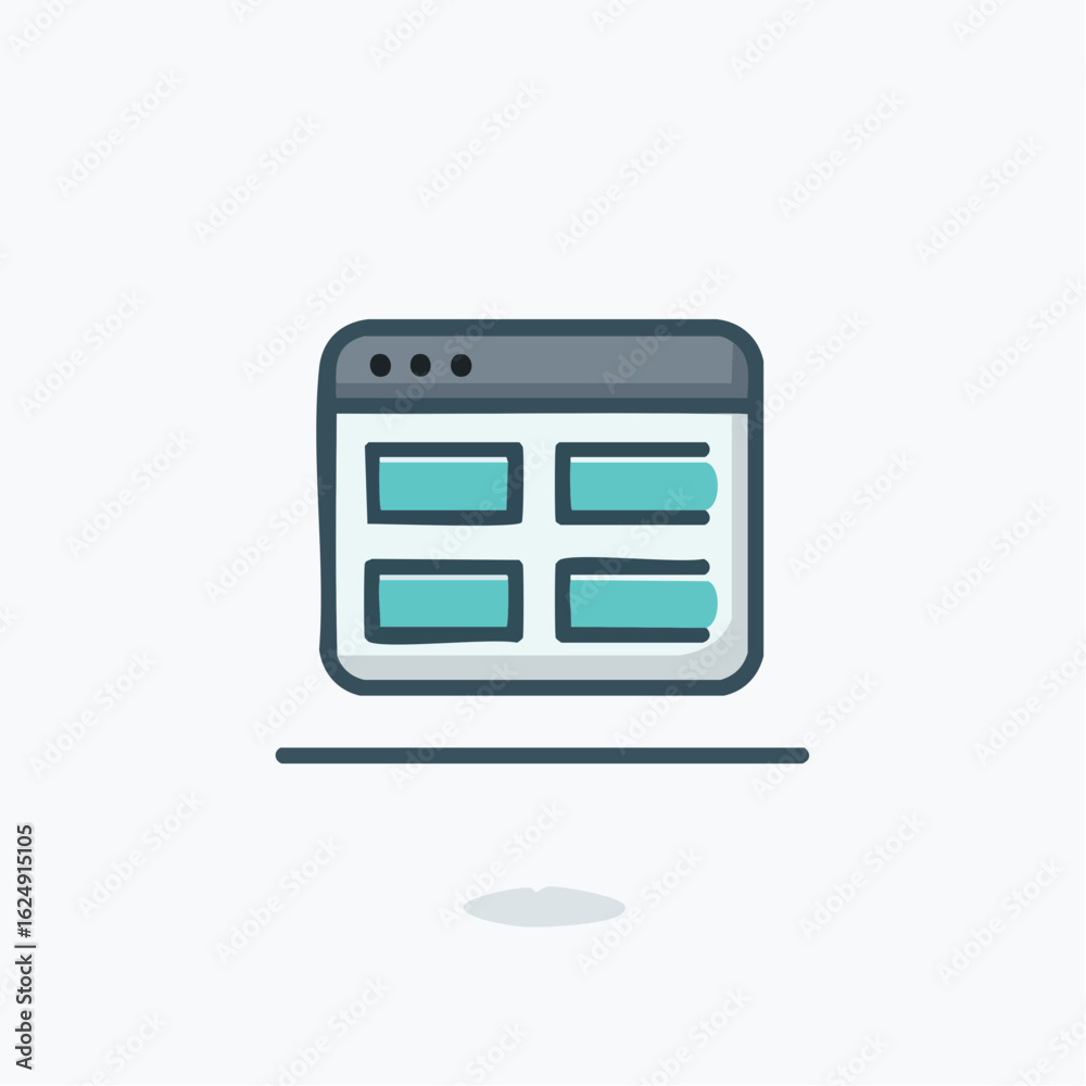Minimalist icon of a browser or application window with a grid layout ...
