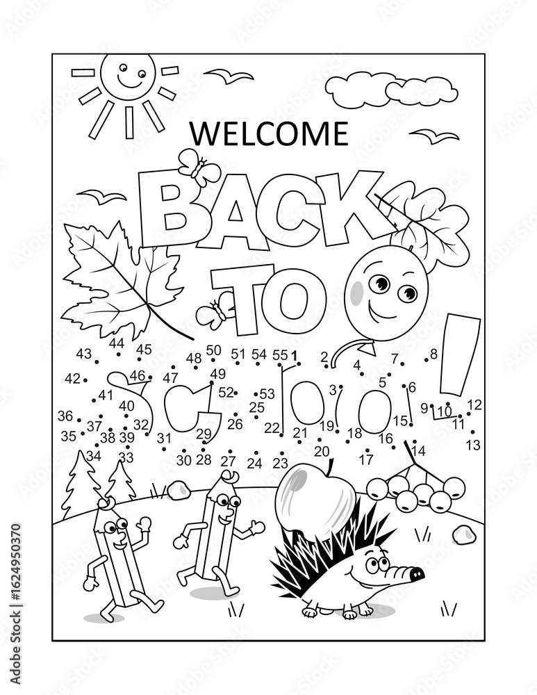 "Welcome Back to School!" greeting dot-to-dot activity sheet and ...