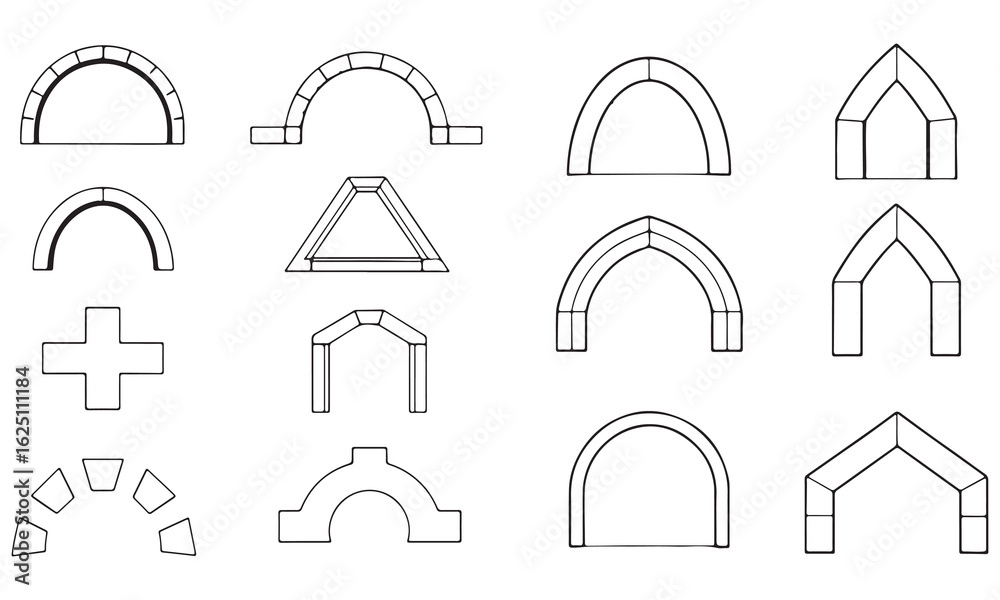 Architectural Arch and Seating Plan Symbols – Top View Elements for ...