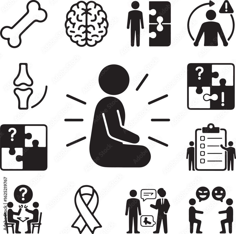 Medical and mental health icon pack. Vector symbols for illness ...