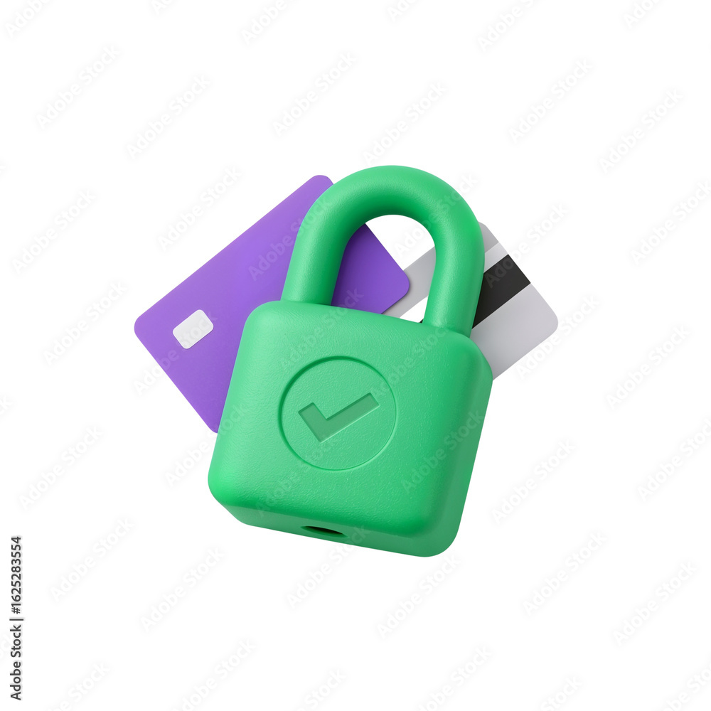 Secure transactions depicted through a stylized padlock and floating ...