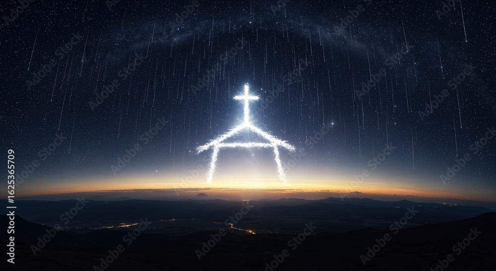 Foto de Stock Heaven opens above the Earth as a celestial shower of ...