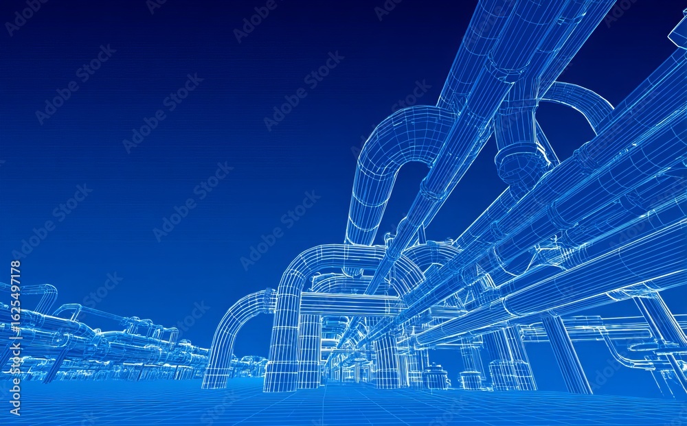 The blueprint design for a modern engineering project illustrates the ...