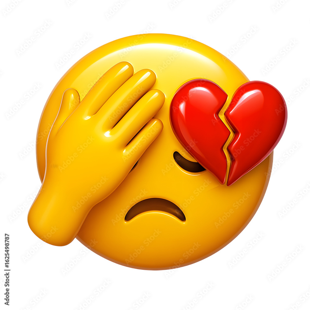 Heartbroken emoji with hand over eye showing deep sadness and emotional ...