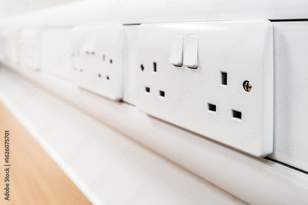 Shallow focus of newly fitted switchable 240 volt electrical sockets ...