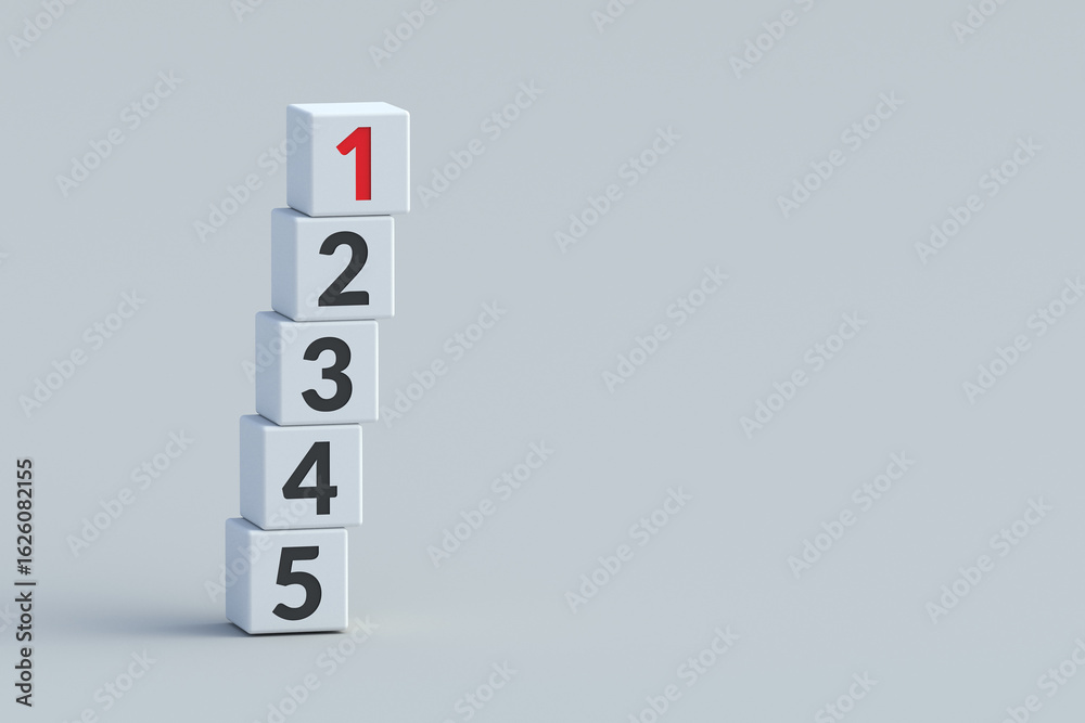 Top five concept. Priority tasks. To do list. Important topics. Stages ...