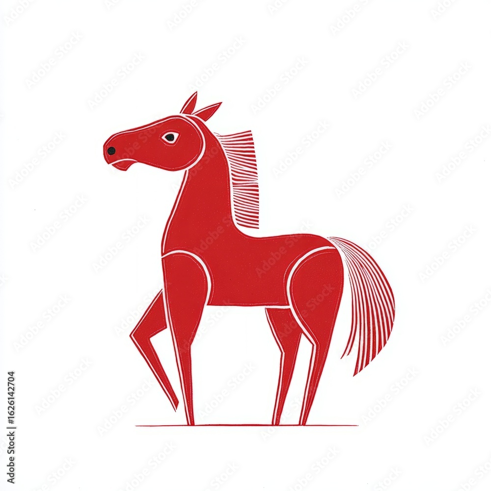 Illustration Stock Symbolic red horse representing the 2026 eastern ...