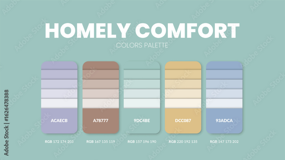 Color palette guide in Homely comfort colour theme collections. Color ...