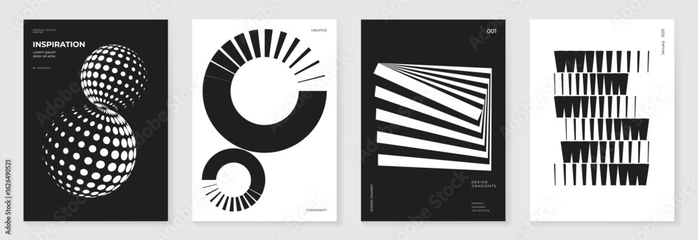 Abstract monochrome poster background vector set. Modern cover template ...