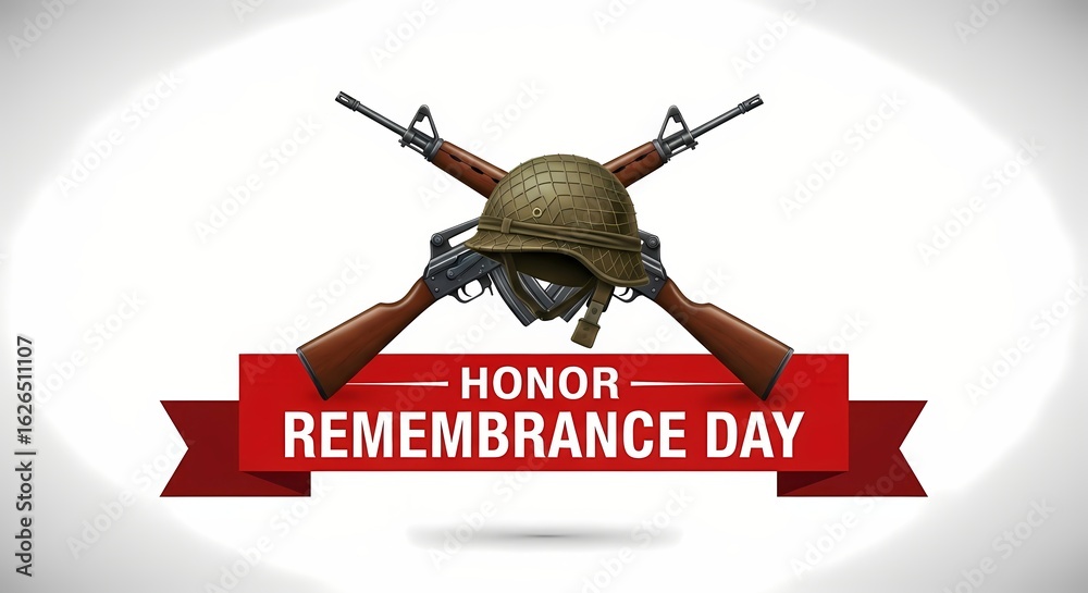 Stock-Illustration „Honor remembrance day emblem with helmets and ...