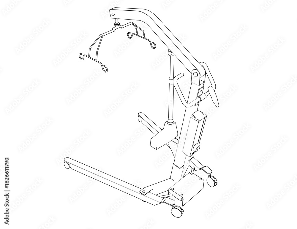 Patient Lift Wireframe Technical Drawing: Line Art Schematic for ...