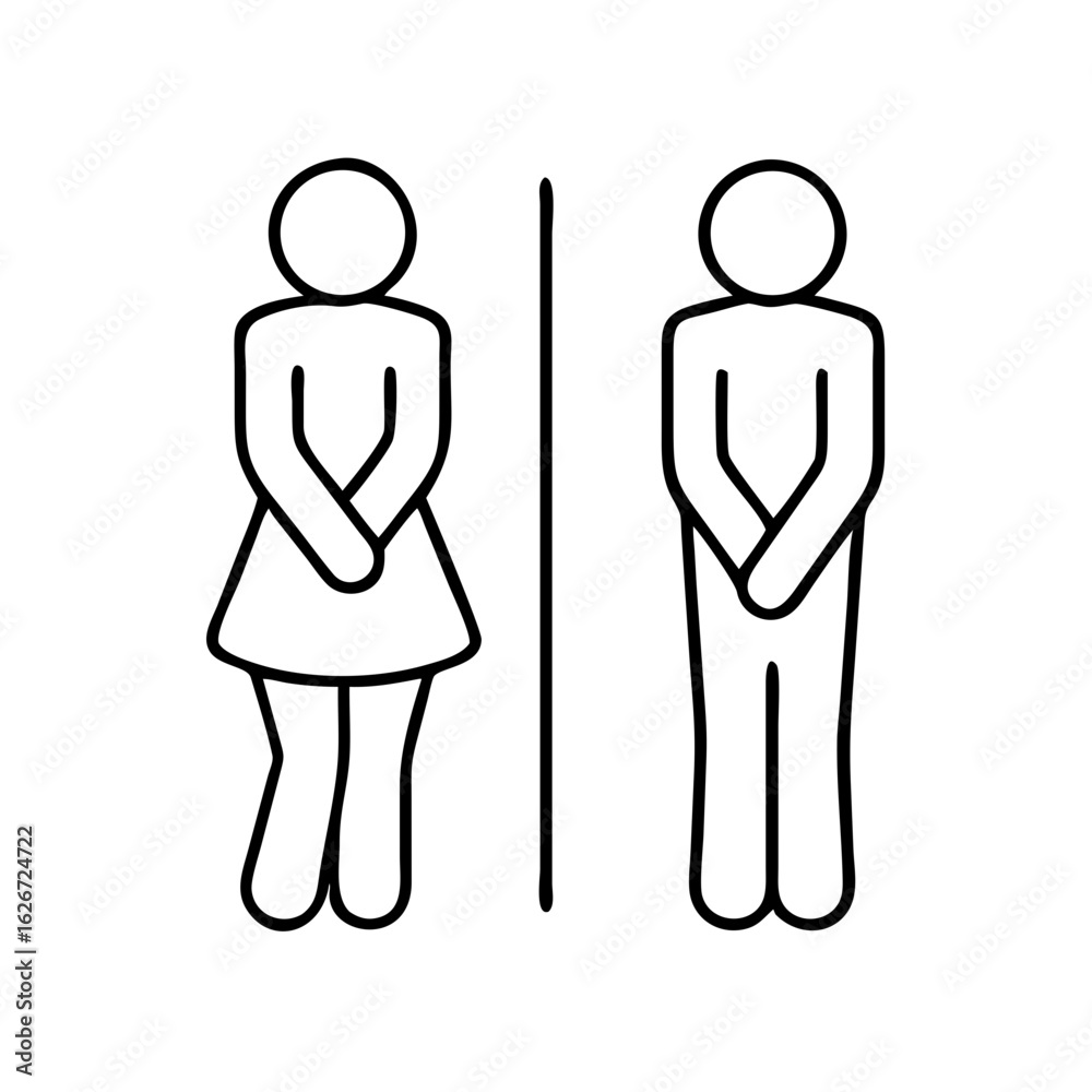 male and female restroom icon in line style. Funny toilet couple symbol ...