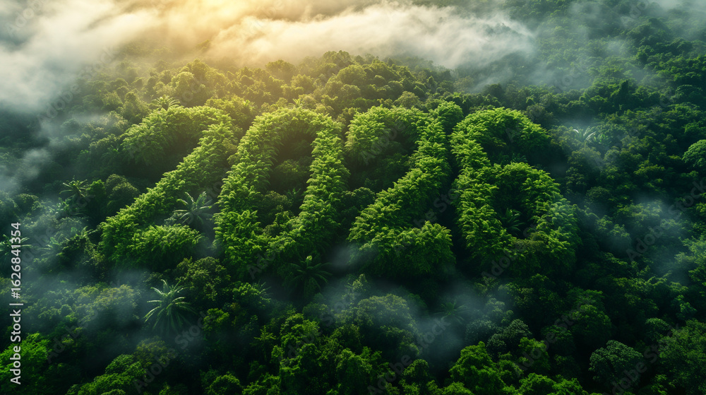 Dense forest forms number 2026 in treetops. Creative environmental ...
