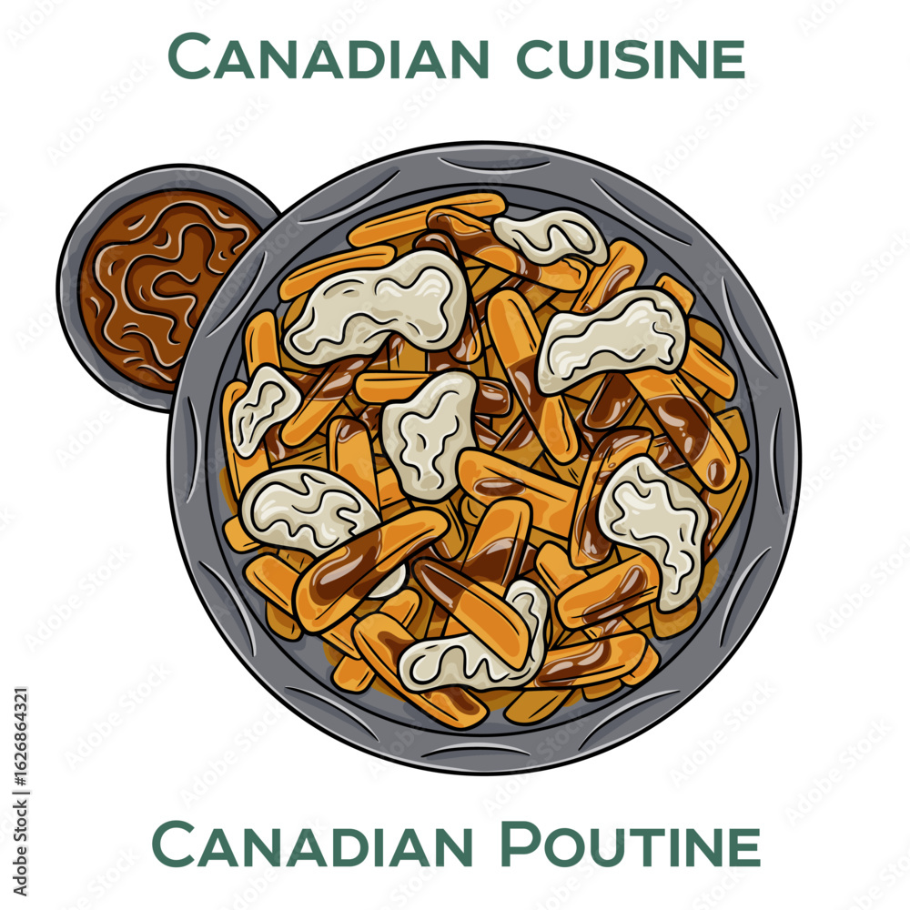 Classic Canadian poutine: crispy fries topped with cheese curds and ...