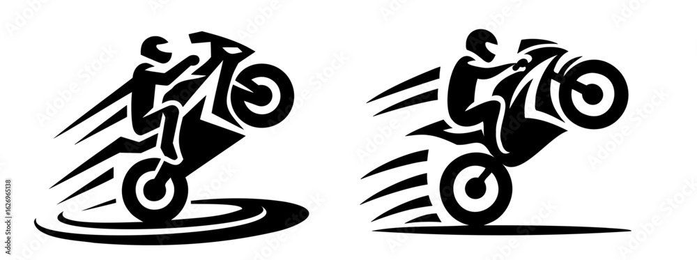 Motorcycle Wheelie Icon Vector — Stunt Silhouette Graphic Design Stock ...