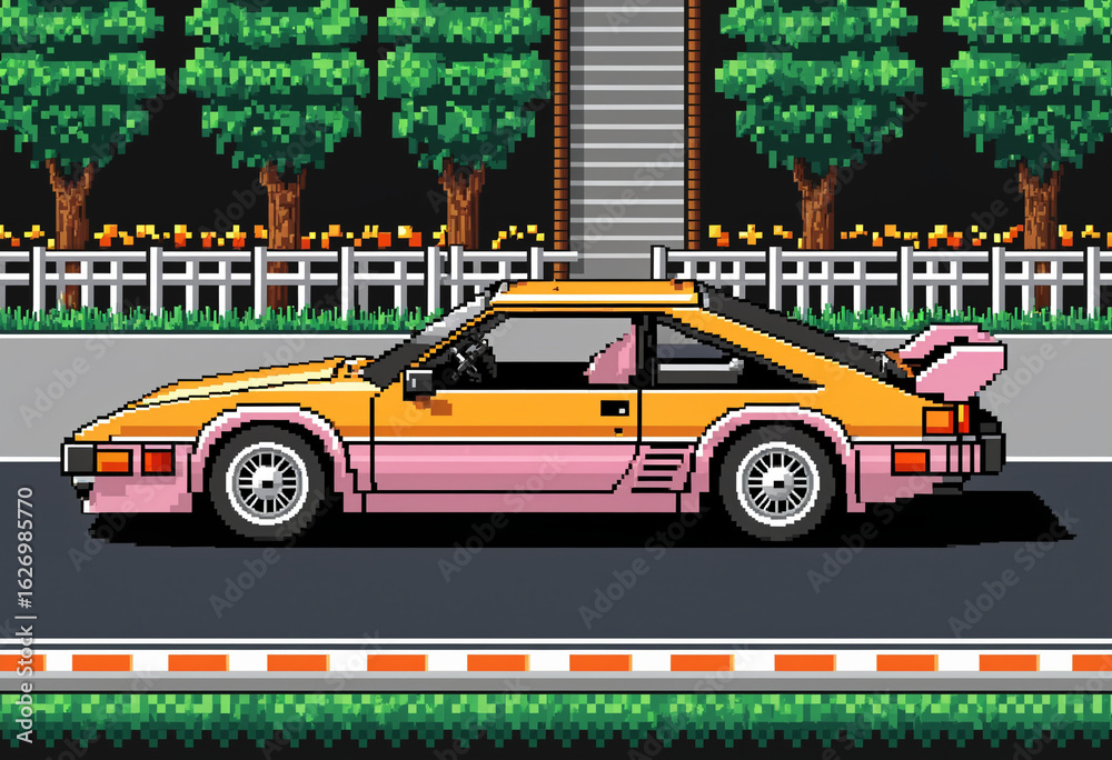 pixel art 80s-style pixel car, as sprites for a racing game Stock Photo ...