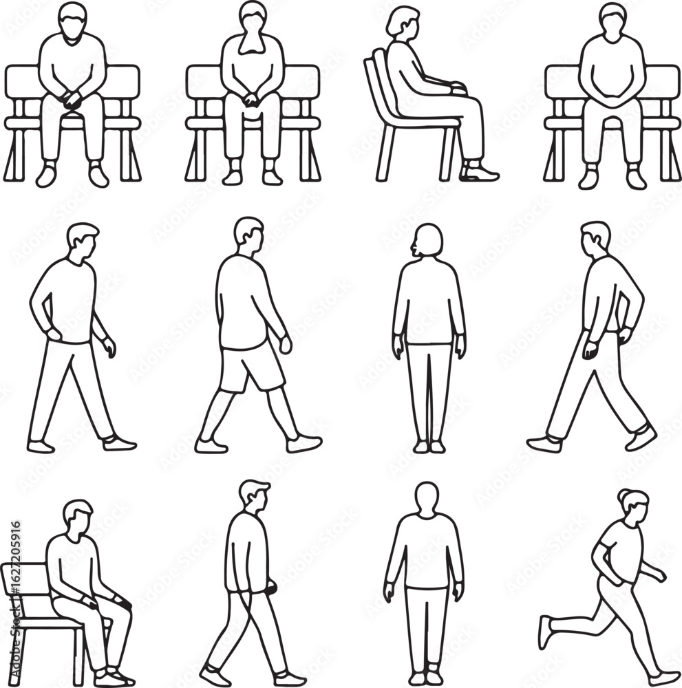 เวกเตอร์ Stock Architectural Human Symbols in Top View – CAD Drawings ...