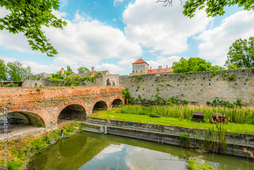 Old stone Tata Castle - 14th-century castle and museum with restored ...
