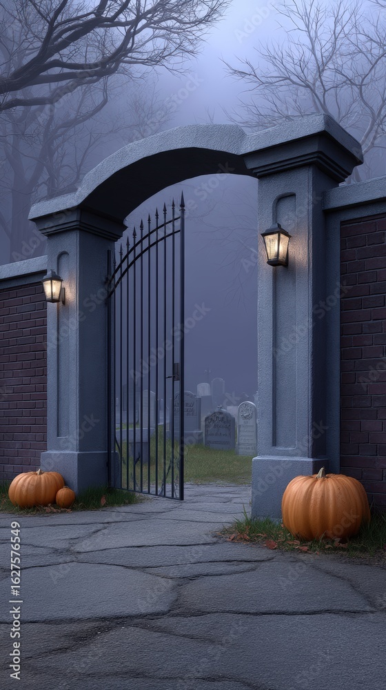 Ilustrace A hyper-detailed, photorealistic creepy Halloween tableau ...