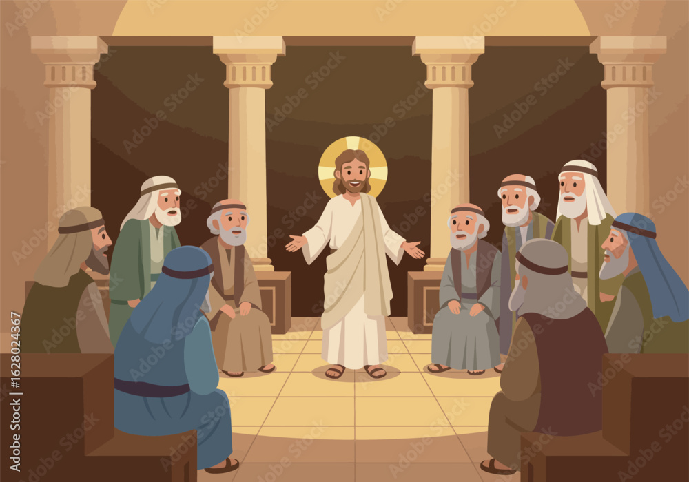 Jesus Christ Addressing Disciples in a Historical Setting. Stock Vector ...