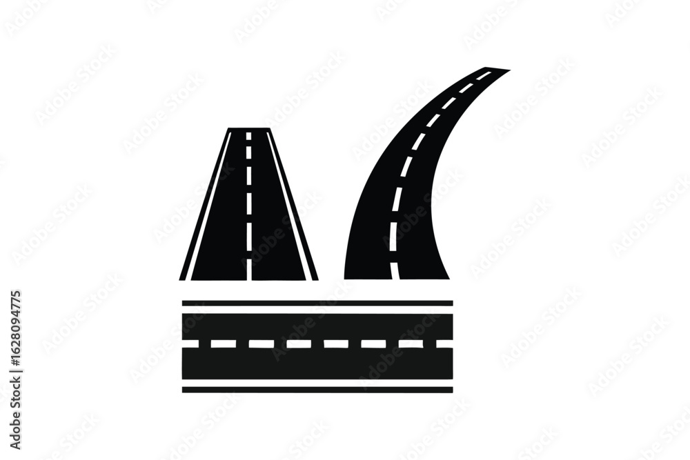 Roadway Variety A Black and White Graphic Depiction of Different Road ...