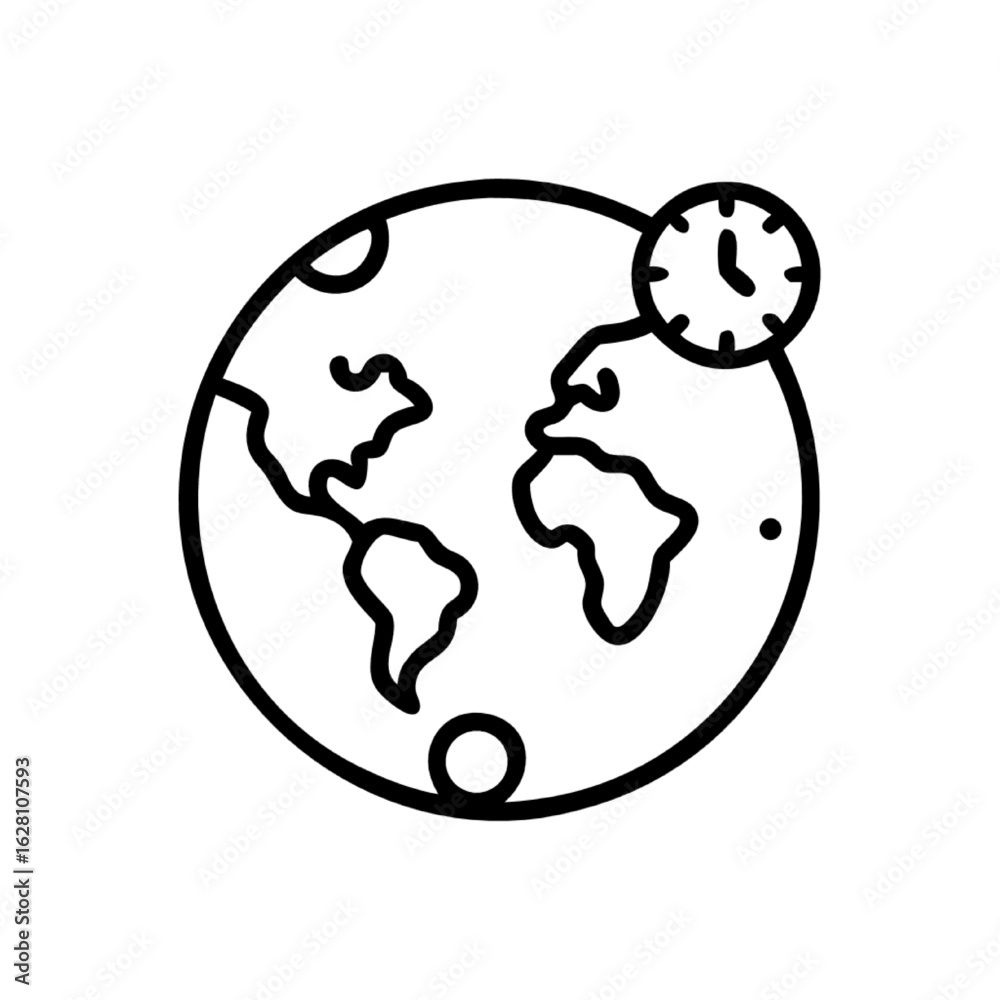 Global Time Zone World Clock Icon for Scheduling and Coordination Across Borders Stock Vector ...