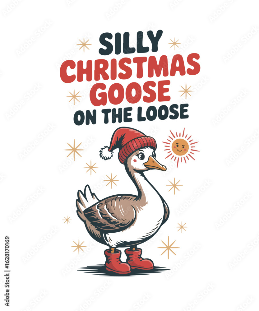 Silly christmas goose on the loose Stock Vector | Adobe Stock