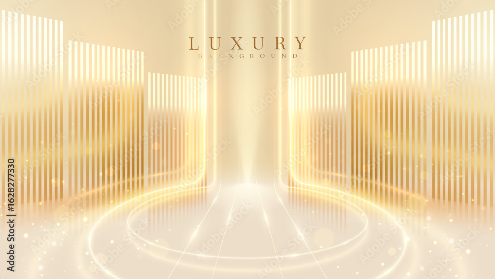 Cream stage background with golden light and glittering star. Stock ...