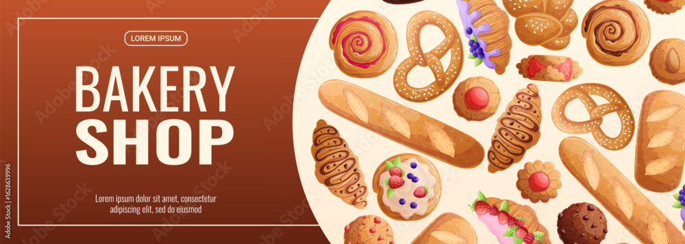 A template for a promotional banner for a bakery commercial. Various ...