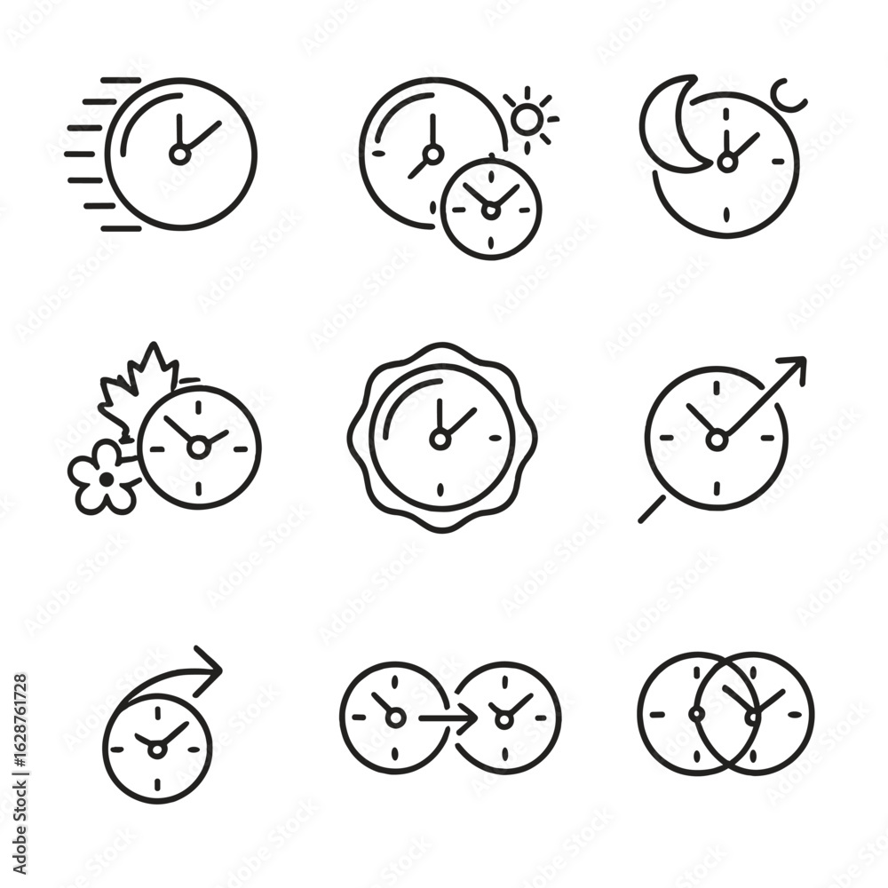 Vector de Stock Time Zone Icons. Outline style icons of time zone ...