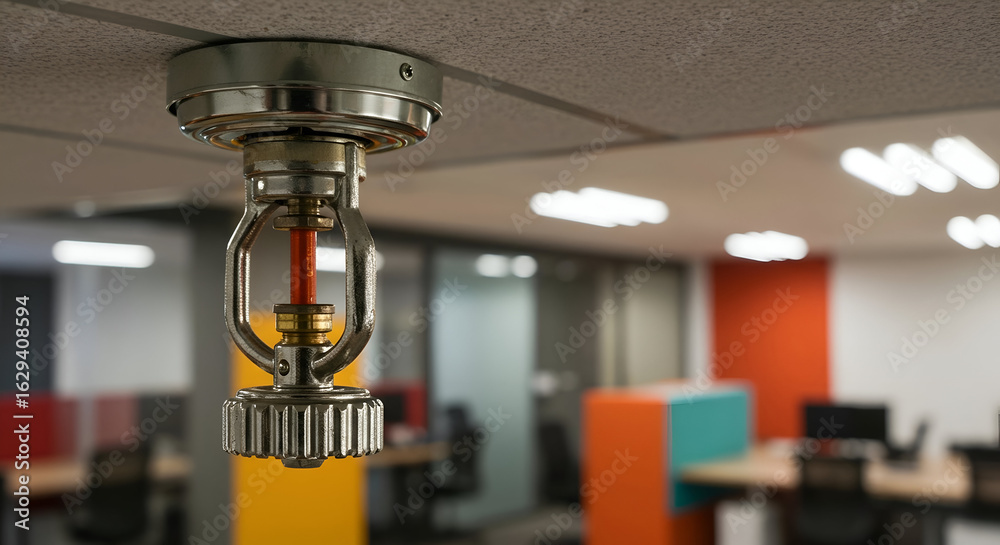Fire Sprinkler System Installed in Modern Office Environment with ...