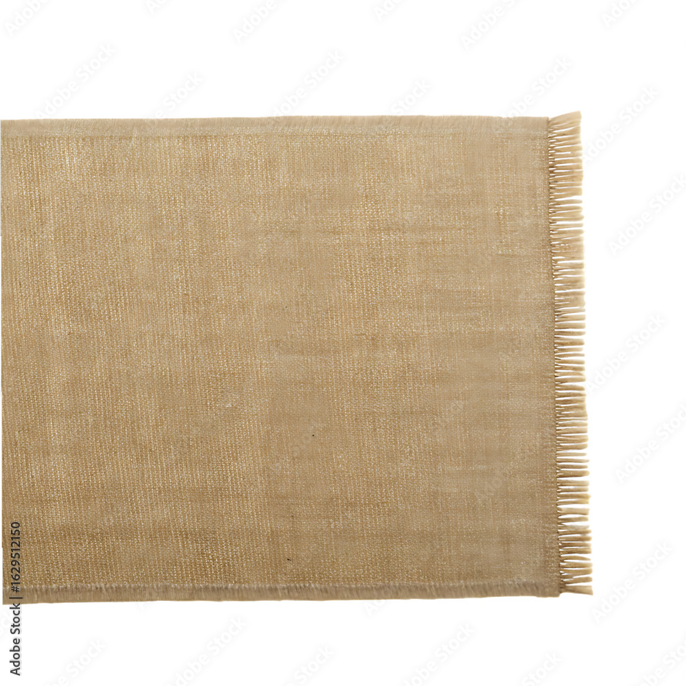 Beige woven fabric texture with fringe isolated on a transparent ...