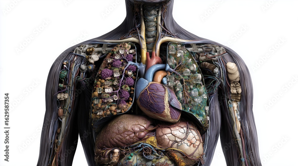Hunger Action Month. Medical illustration of the human body showing the ...
