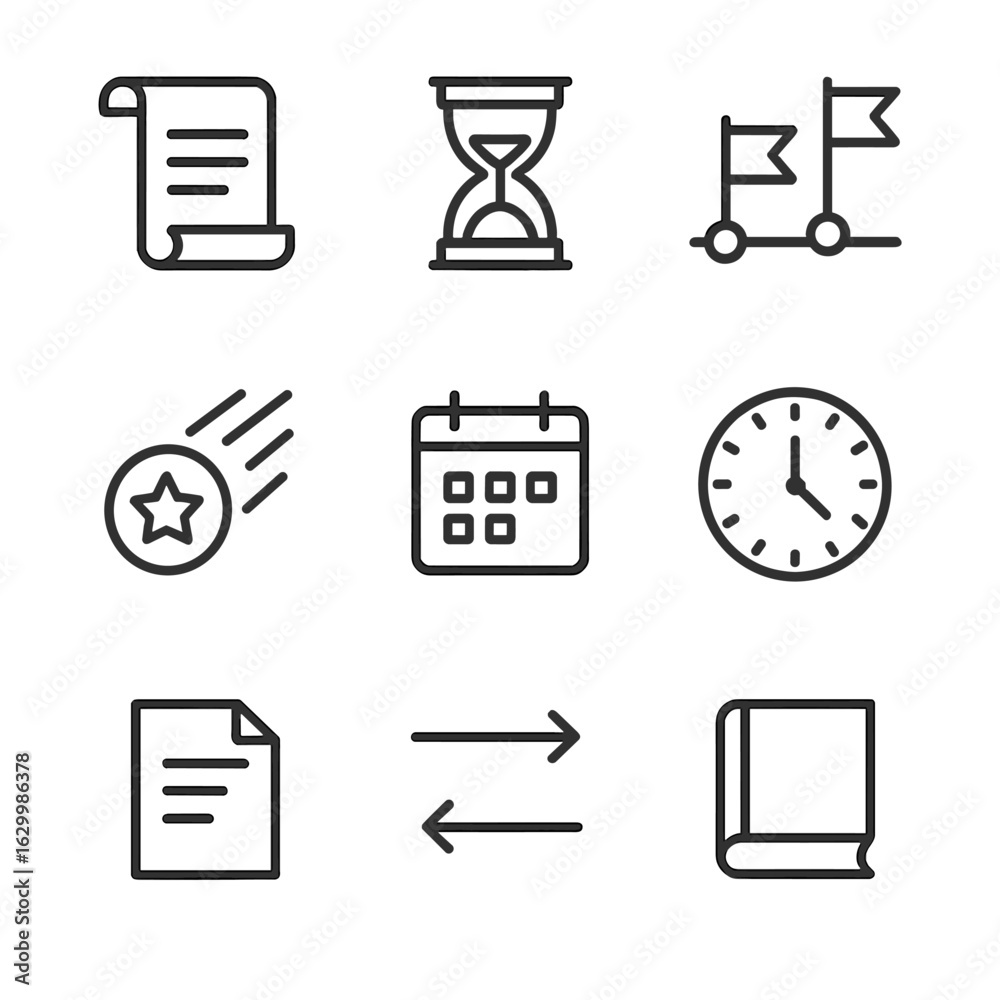 Historical Timeline Icons. Outline icon set of historical timeline ...
