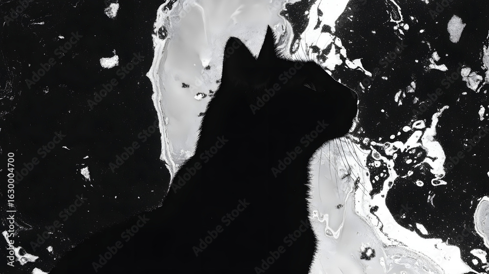 High-contrast image of a cat-shaped void recoiling from liquid mercury ...