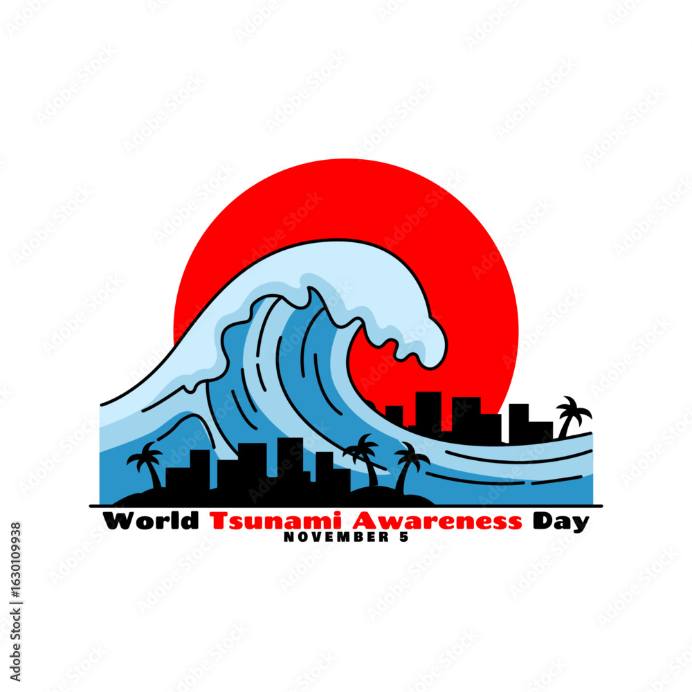 World Tsunami Awareness Day to celebrate on November 5th. Illustration ...